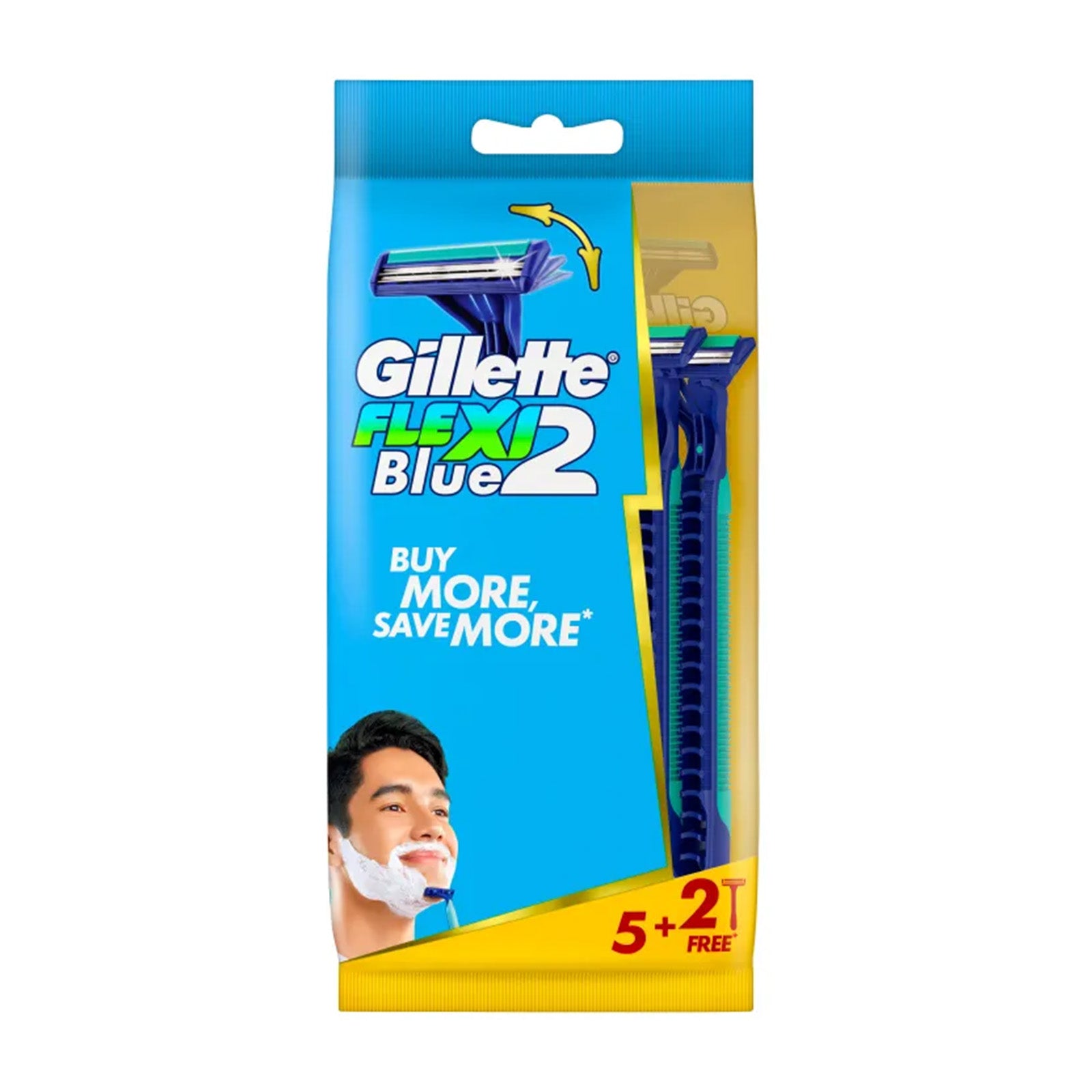 Gillette Blue II 2 Flexi Razor 5+2 pcs/pack – Jaya Grocer | Plaza Jelutong
