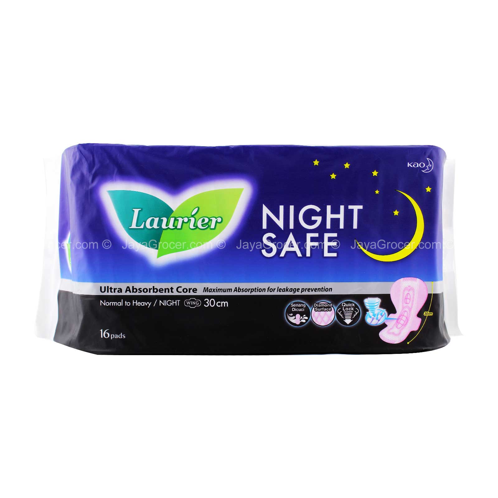 Laurier Night Safe Wing Pad 30cm x 16pads – Jaya Grocer | Plaza Jelutong