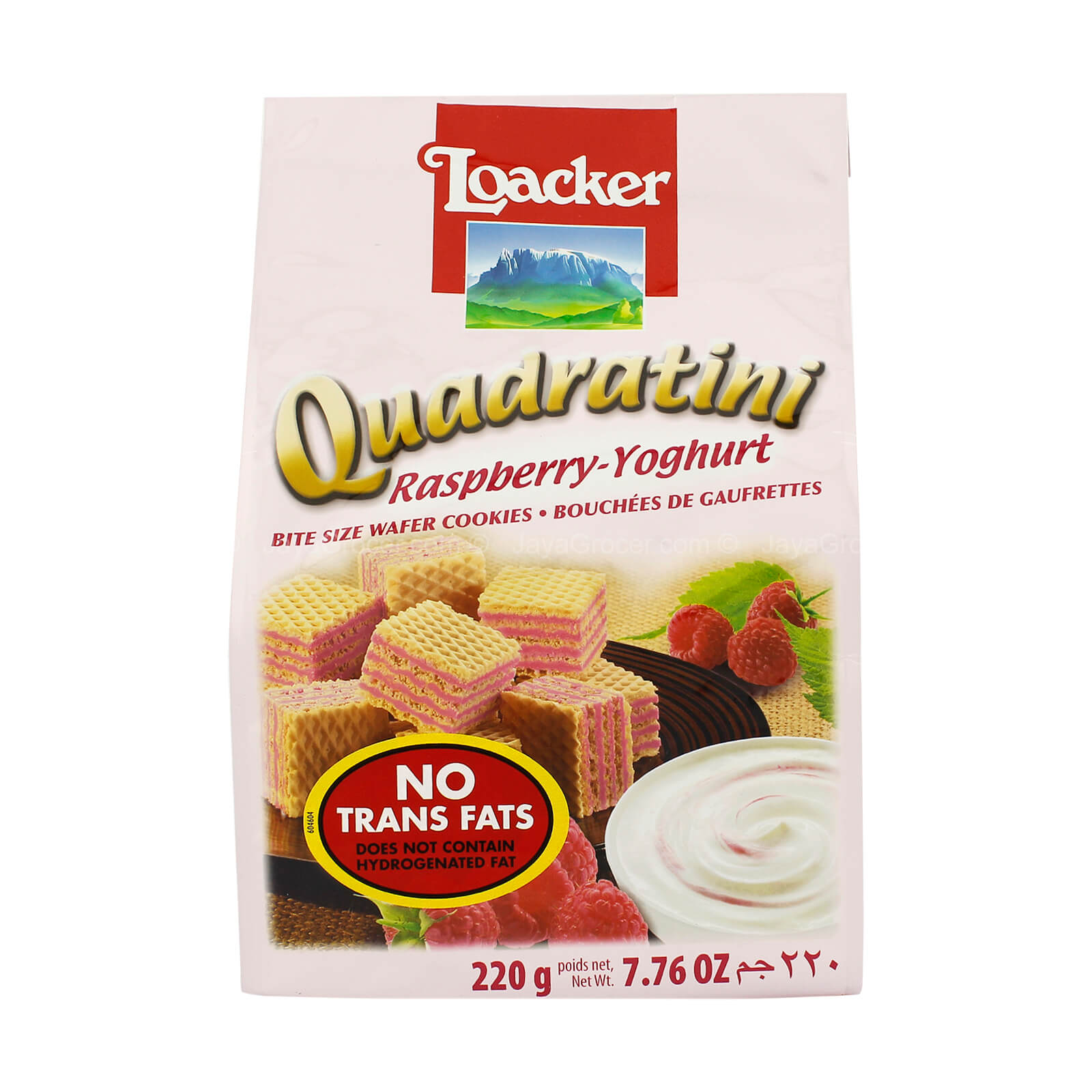 LOACKER QUADRATINI RASPBERRY YOGURT 220G